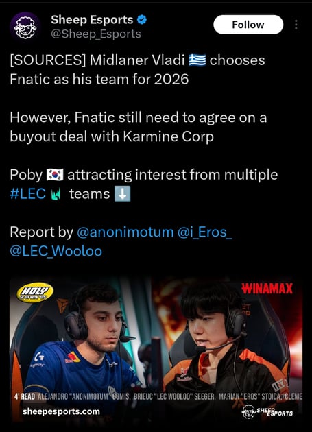 [OPINION] FNC Vladi is a short-sighted decision - Fnatic Community