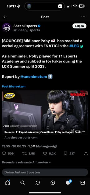 T1 Poby inbound? - Fnatic Community