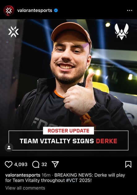 Vit signs Derke… - Fnatic Community